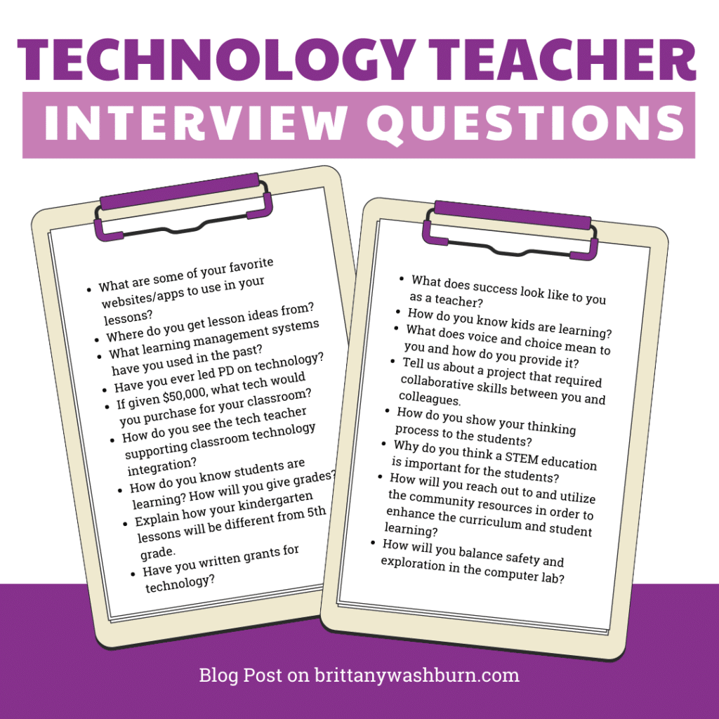 Technology Teacher Interview Questions