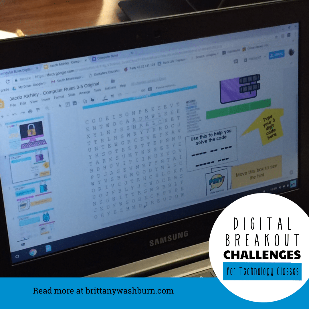 Digital Breakout Challenges for Tech Class