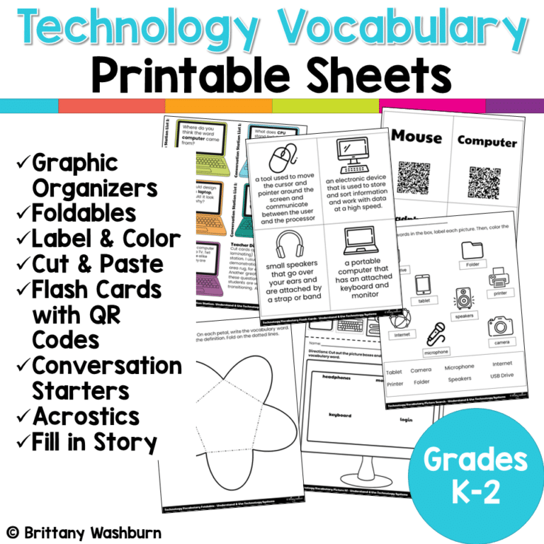 Technology Vocabulary Worksheets
