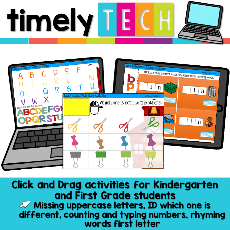 K-1 Timely Tech Back to School Themed Computer Lab Lessons