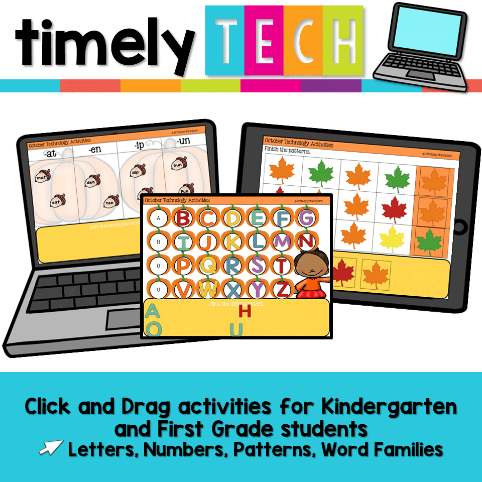 K-1 Timely Tech October Themed Computer Lab Lessons