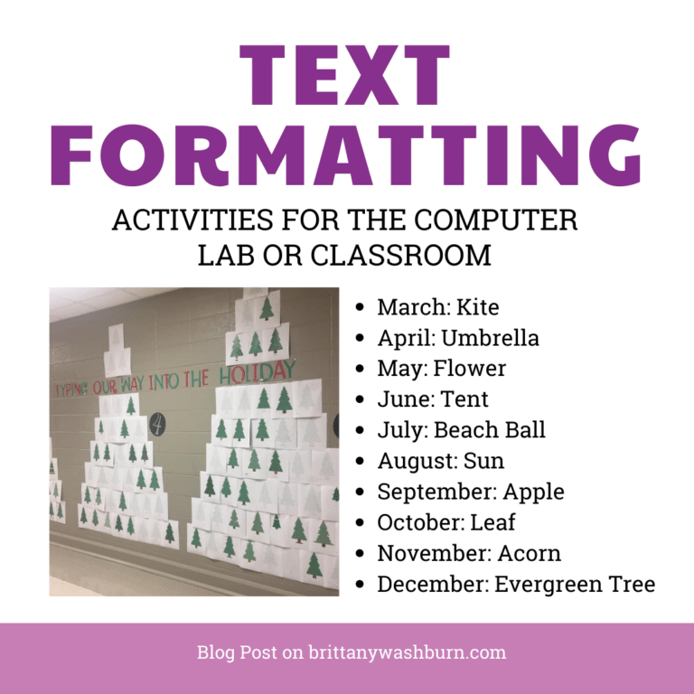 Text Formatting Activities for the Computer Lab or Classroom