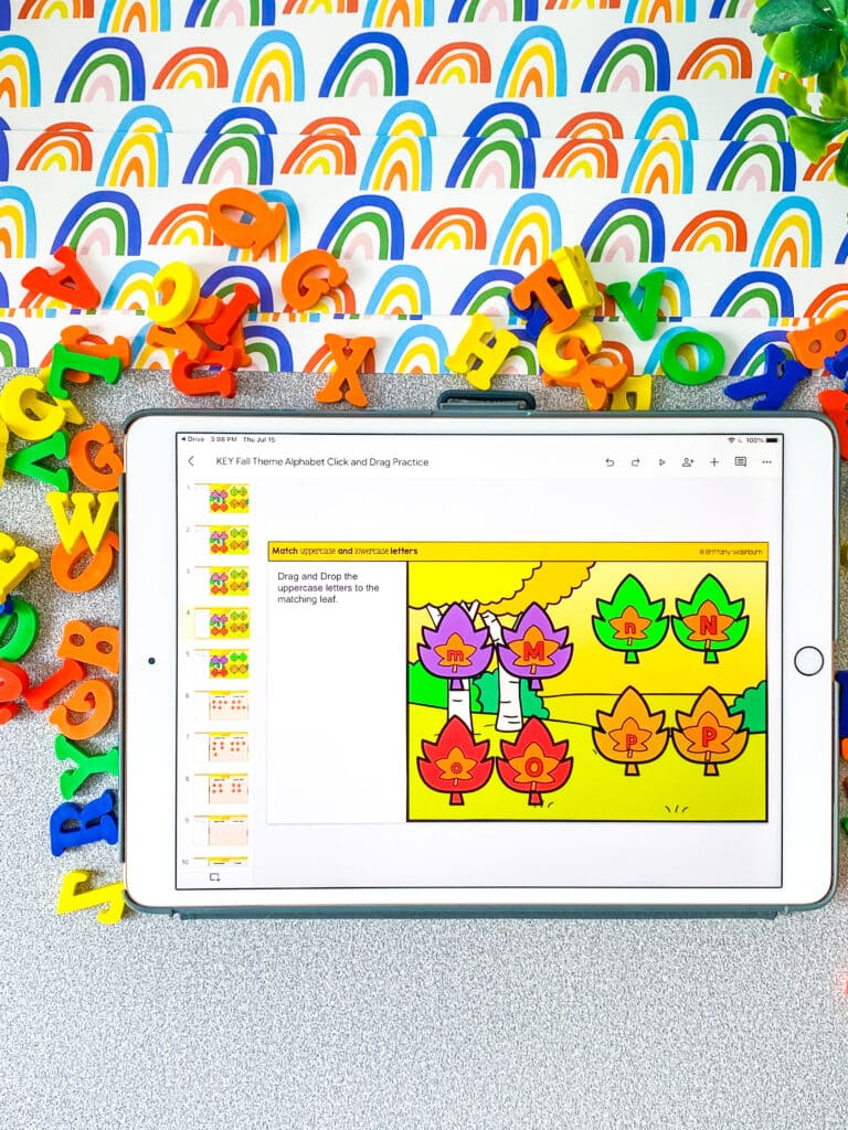 Fall Theme Digital Click and Drag Practice with Alphabet Activities
