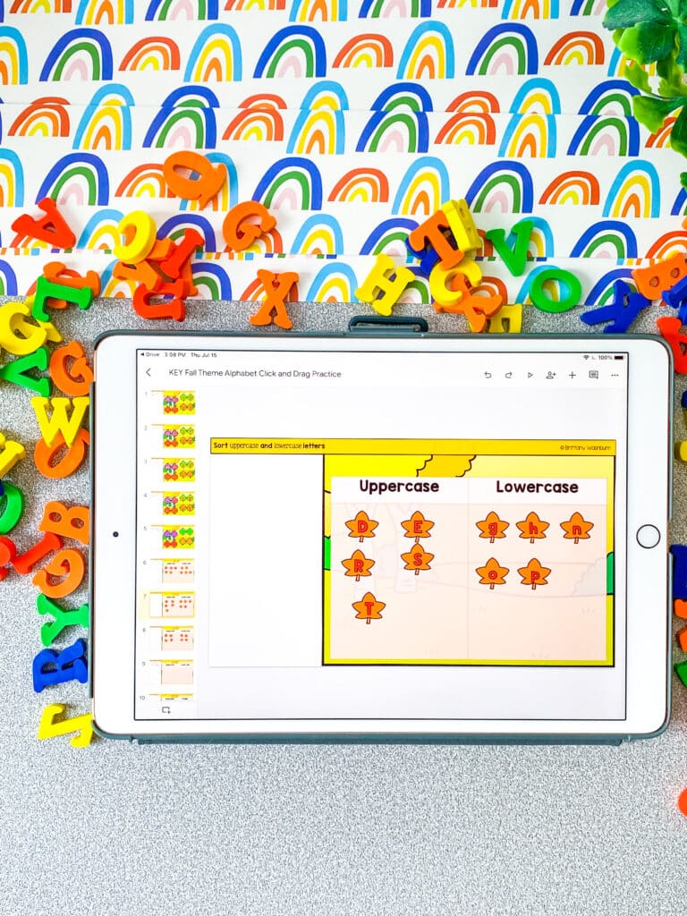 Fall Theme Digital Click and Drag Practice with Alphabet Activities