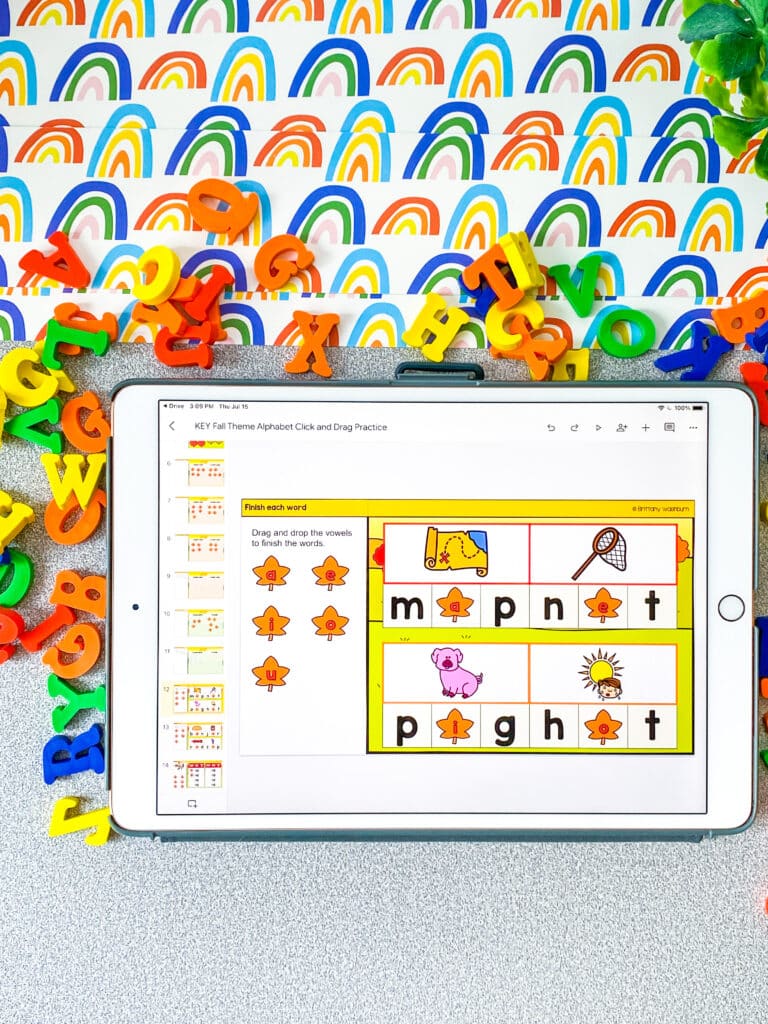 Fall Theme Digital Click and Drag Practice with Alphabet Activities