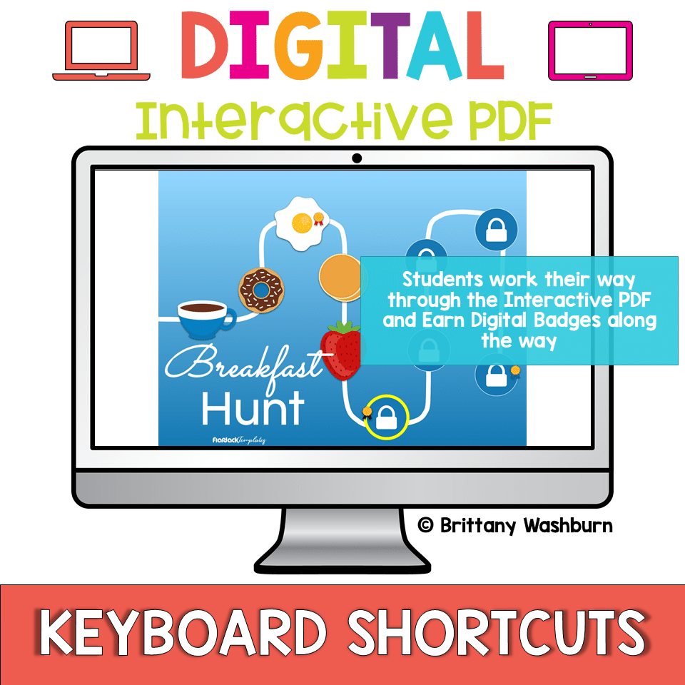 Keyboard Shortcuts Breakfast Theme Interactive PDF