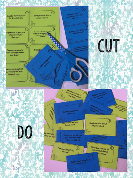 Test Taking Vocabulary Task Cards for Intermediate Students