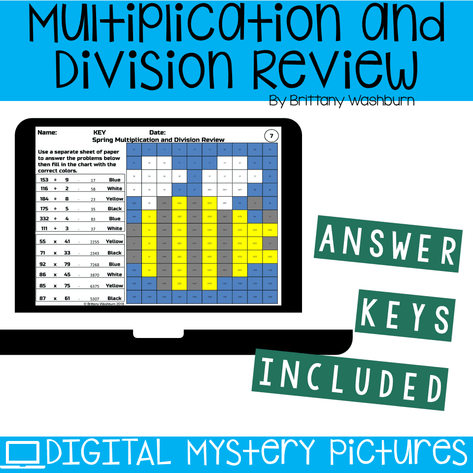 Spring Themed Multiplication and Division Practice DIGITAL Mystery Pictures