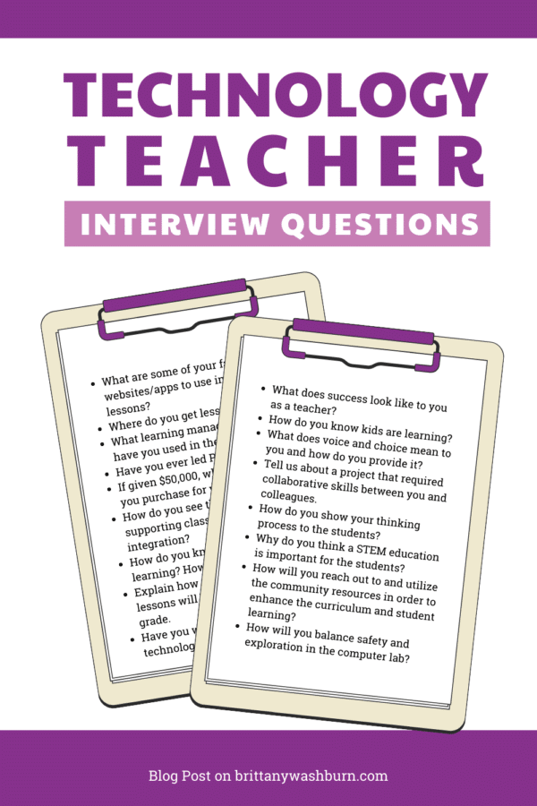 Technology Teacher Interview Questions
