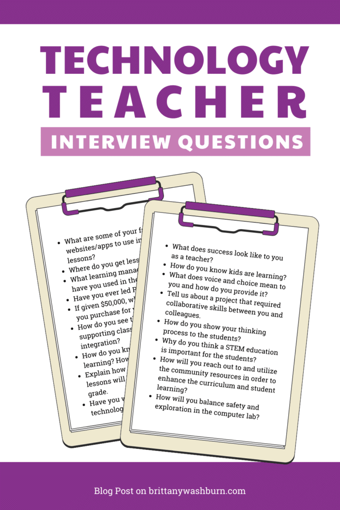 Technology Teacher Interview Questions