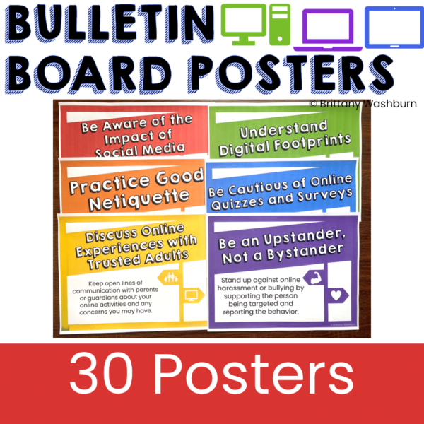 Digital Citizenship Strategies Posters Bulletin Board