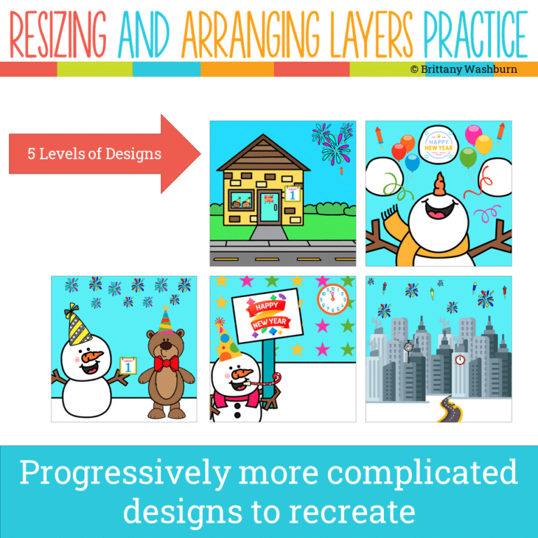 New Year's Eve Theme Graphic Design Lesson and Activity