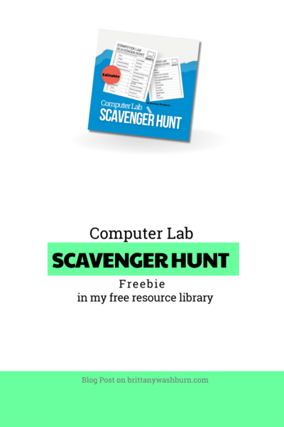 Computer Lab Scavenger Hunt Freebie
