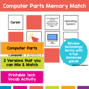 Computer Parts Memory Match Printable Cards