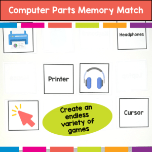 Computer Parts Memory Match Printable Cards