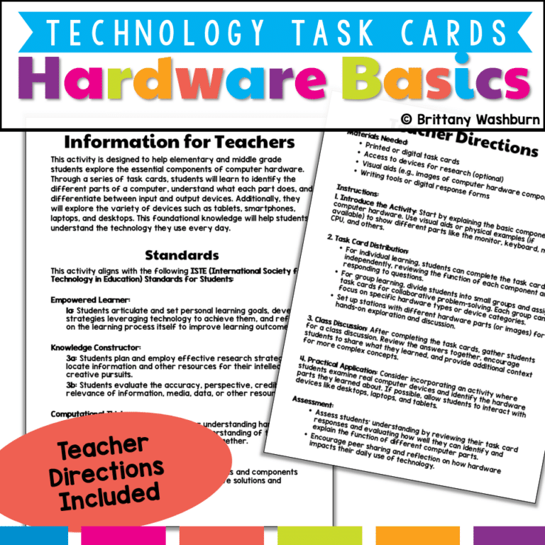 Computer Hardware Printable Task Cards