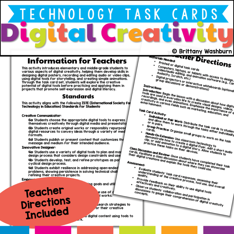 Digital Creativity Printable Task Cards
