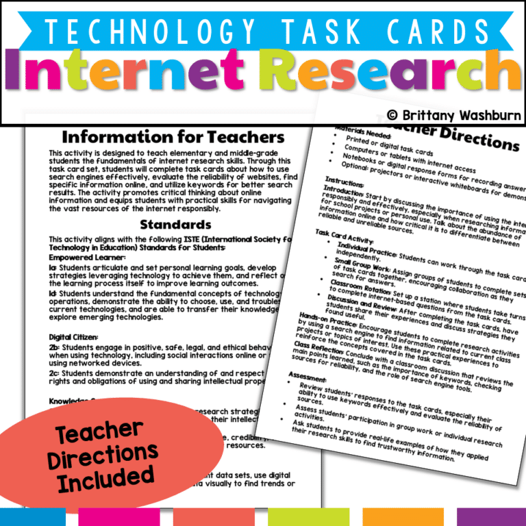 Internet Research Printable Task Cards