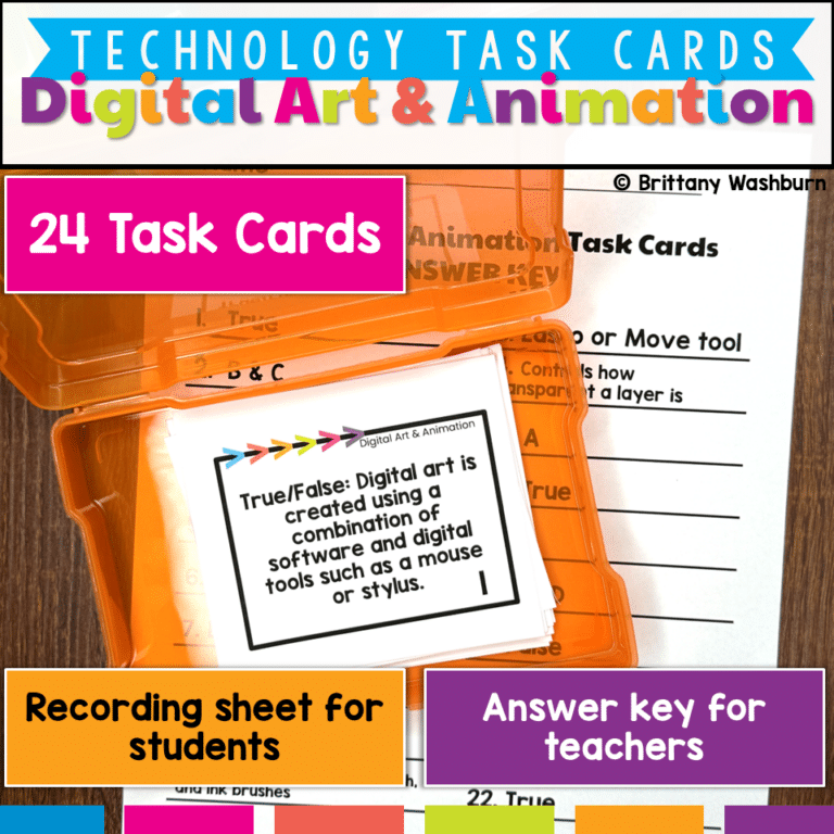 Digital Art and Animation Printable Task Cards