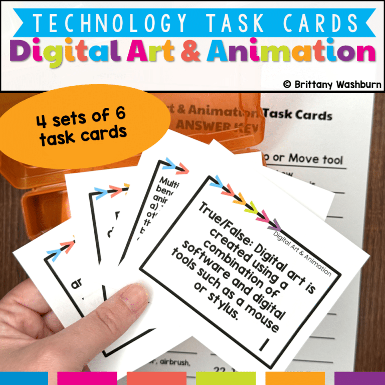 Digital Art and Animation Printable Task Cards